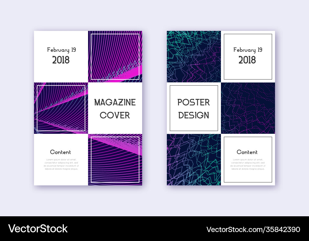 Business cover design template set neon abstract Vector Image