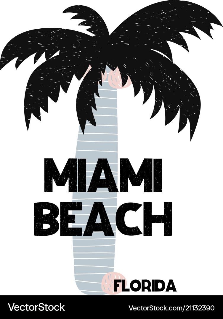 Card with lettering miami beach florida Royalty Free Vector