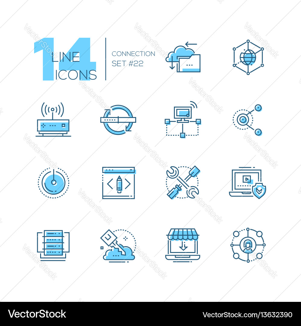Connection - coloured modern single line icons set