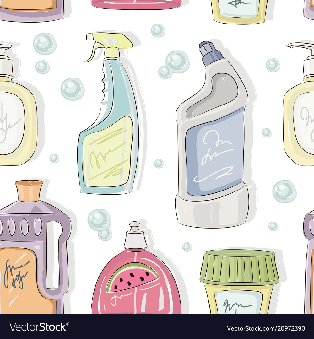 Detergent bottles collection pattern Royalty Free Vector