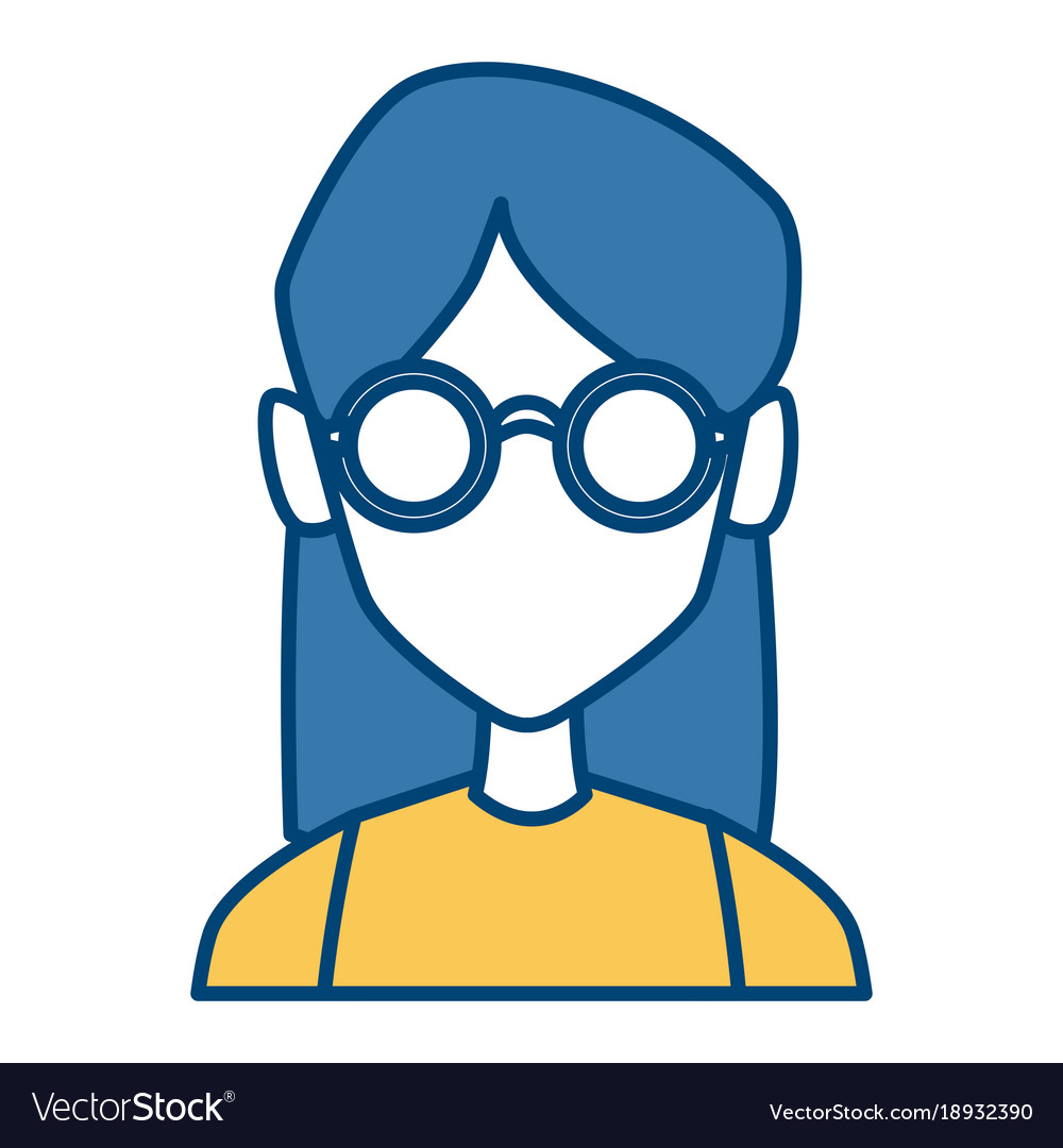 Geek girl with round frame glasses Royalty Free Vector Image