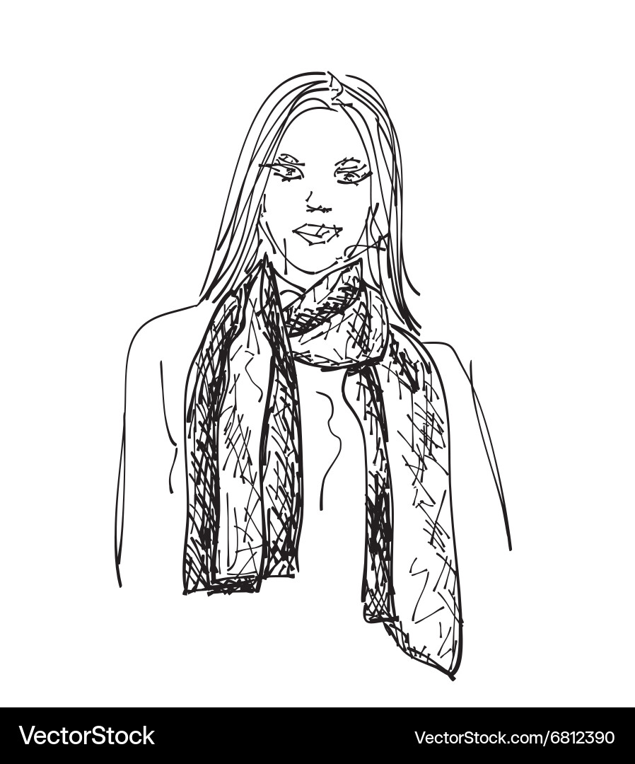 Girl in a scarf Royalty Free Vector Image - VectorStock
