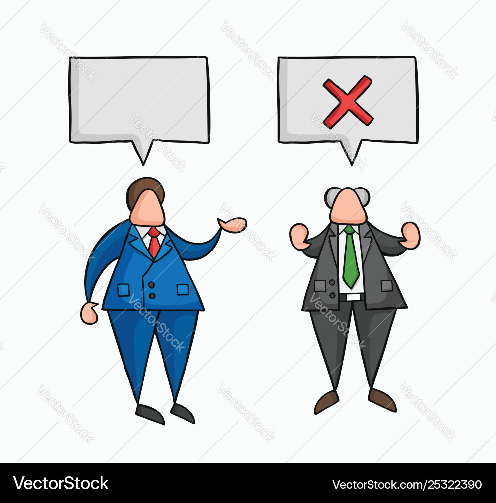 Hand-drawn businessman worker speaks with boss Vector Image
