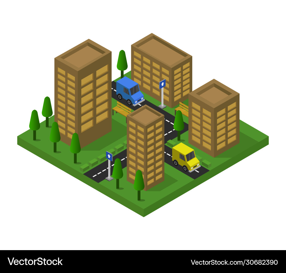 Isometric city icon in on white background Vector Image