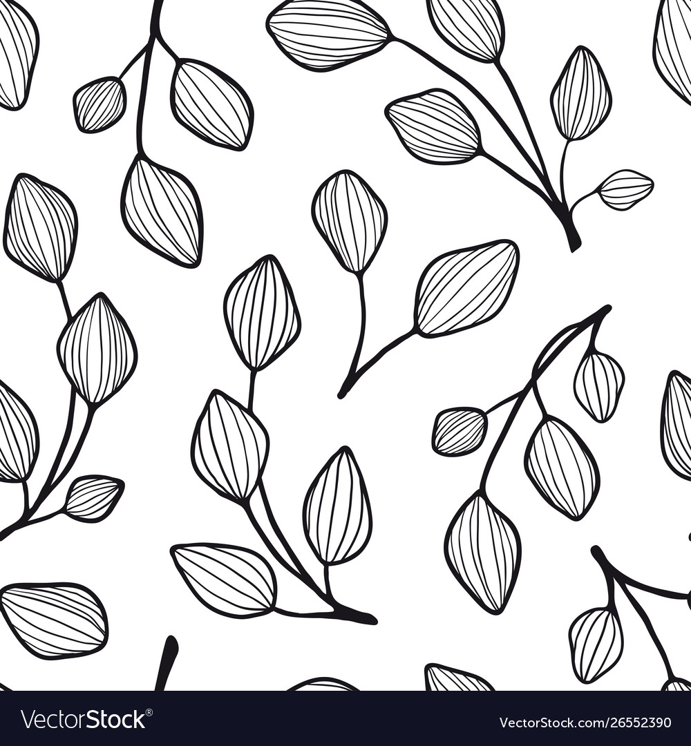 Leaves and branches seamless pattern Royalty Free Vector