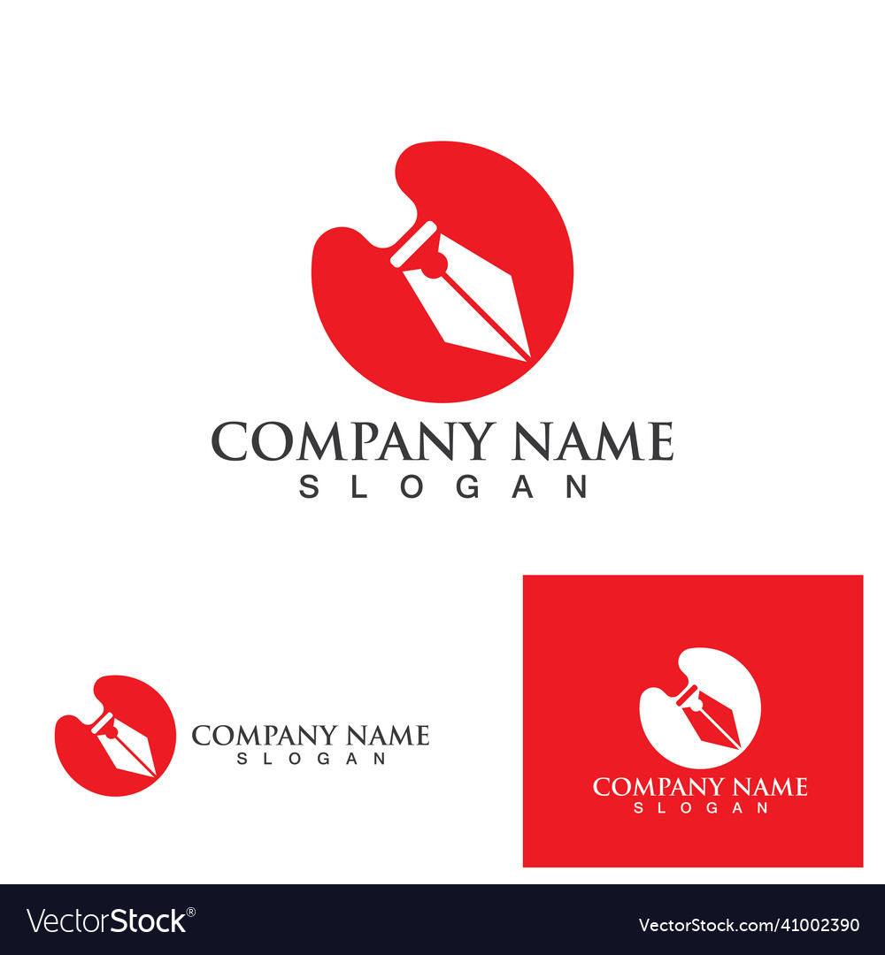 Pen logo write template Royalty Free Vector Image
