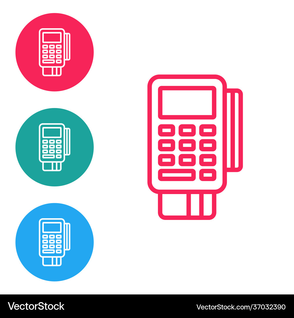 Red line pos terminal with inserted credit card Vector Image