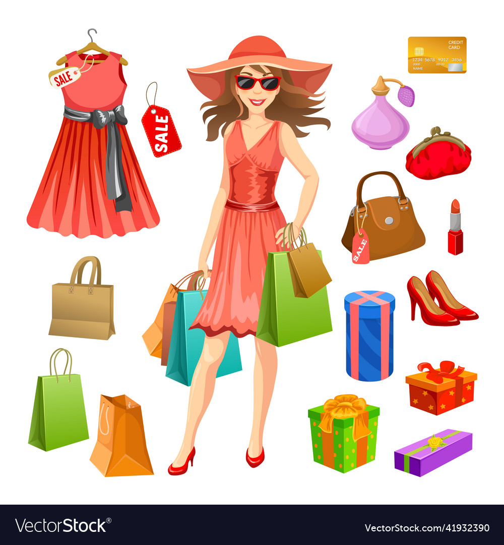 Shopping elements set Royalty Free Vector Image