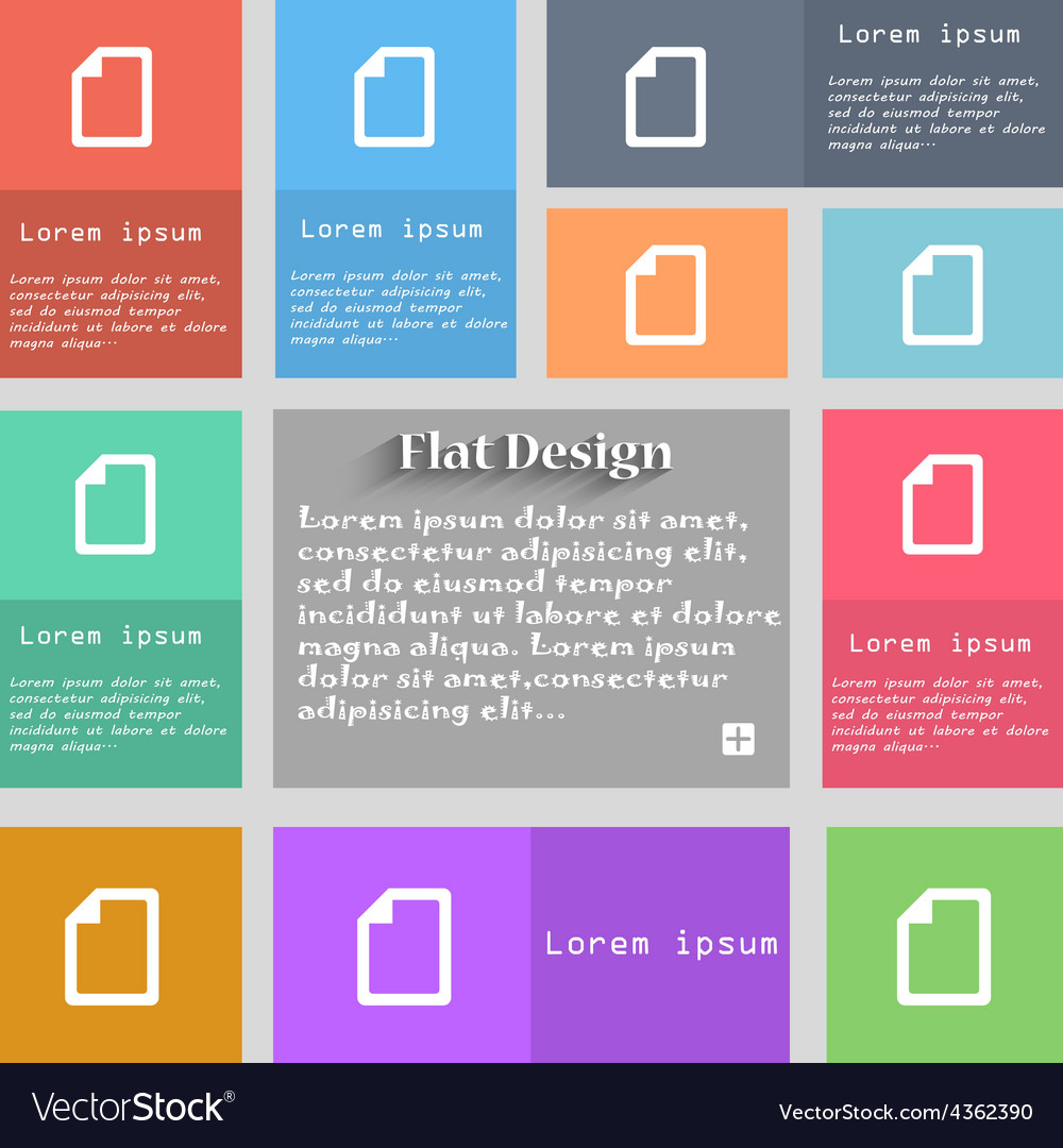 Text file icon sign set of multicolored buttons Vector Image