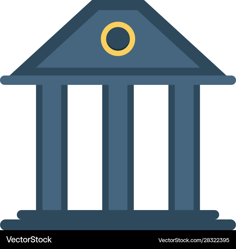 Bank building facade isolated icon Royalty Free Vector Image