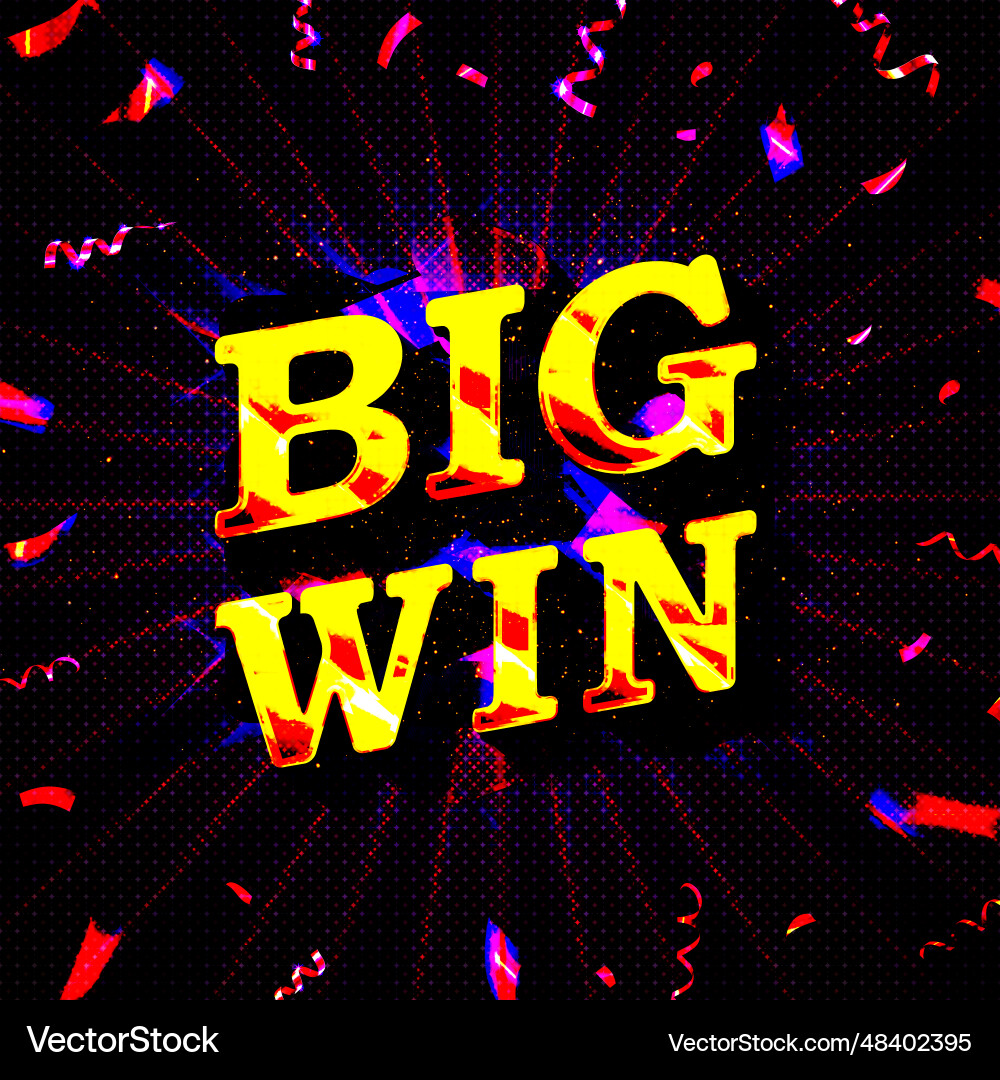 Big win gold text on retro red board banner Vector Image