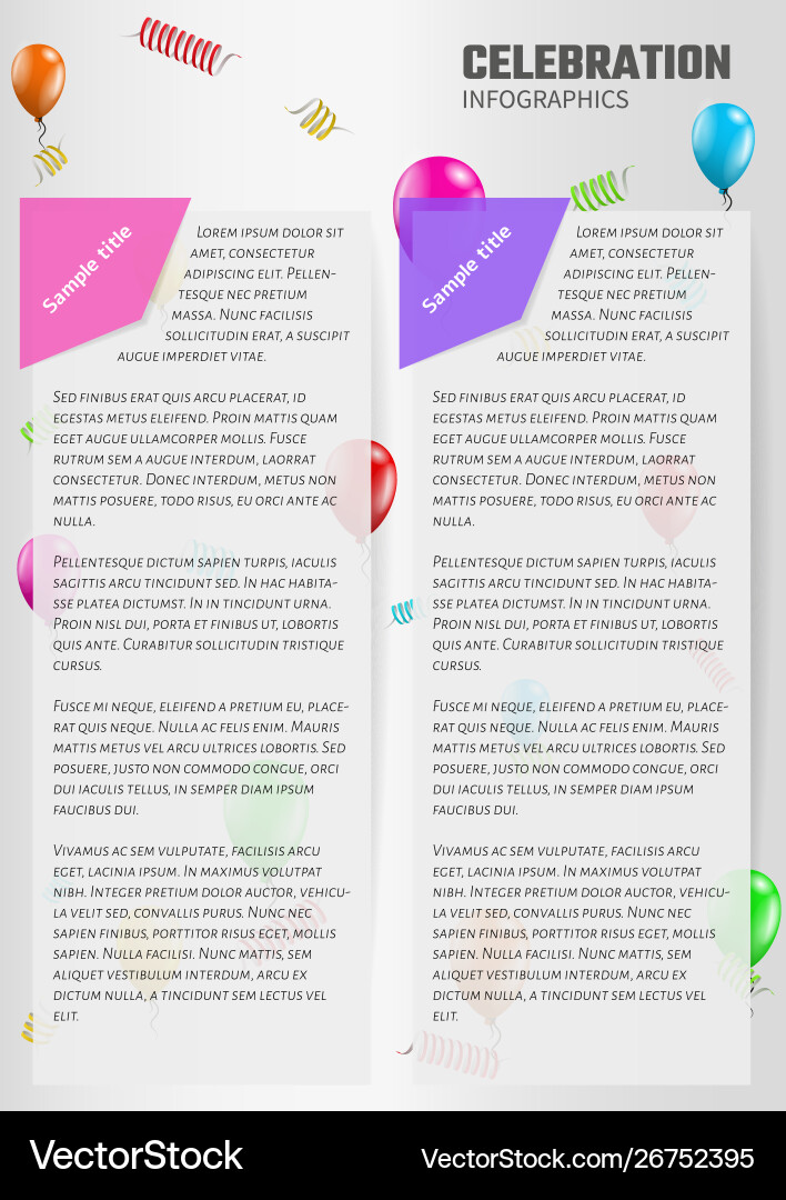 Celebration infographics with balloons Royalty Free Vector