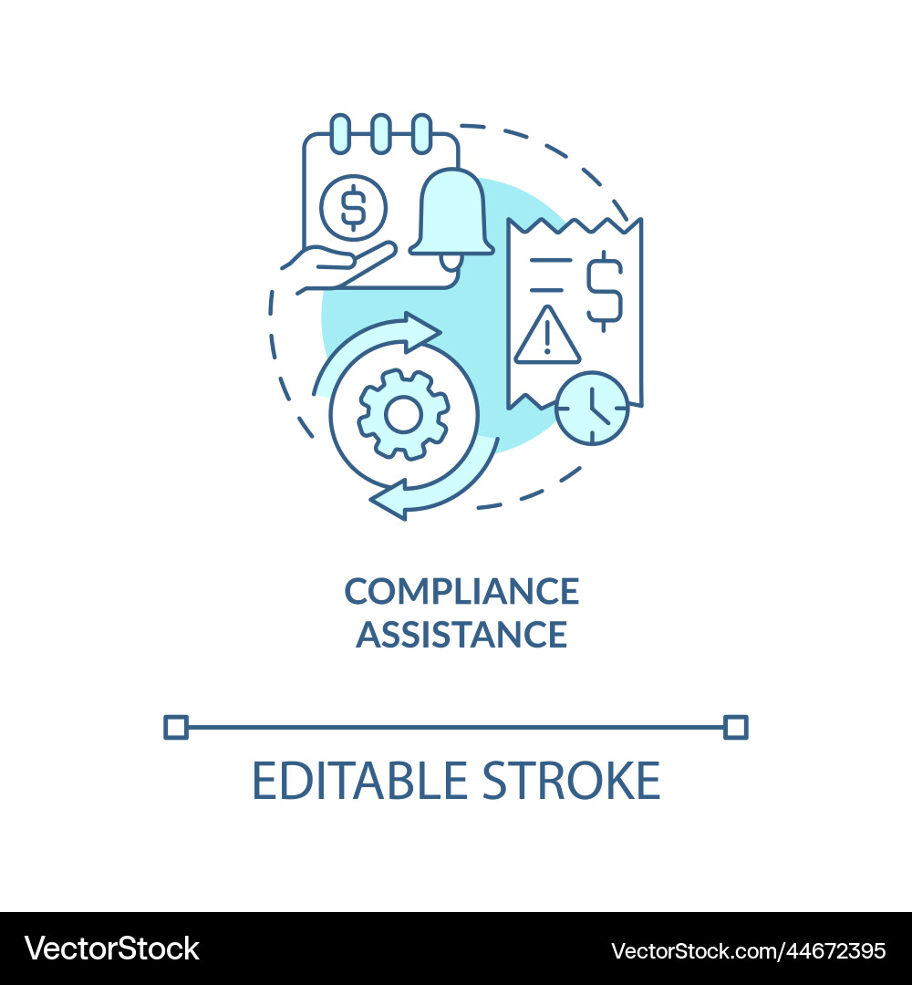 Compliance assistance turquoise concept icon Vector Image