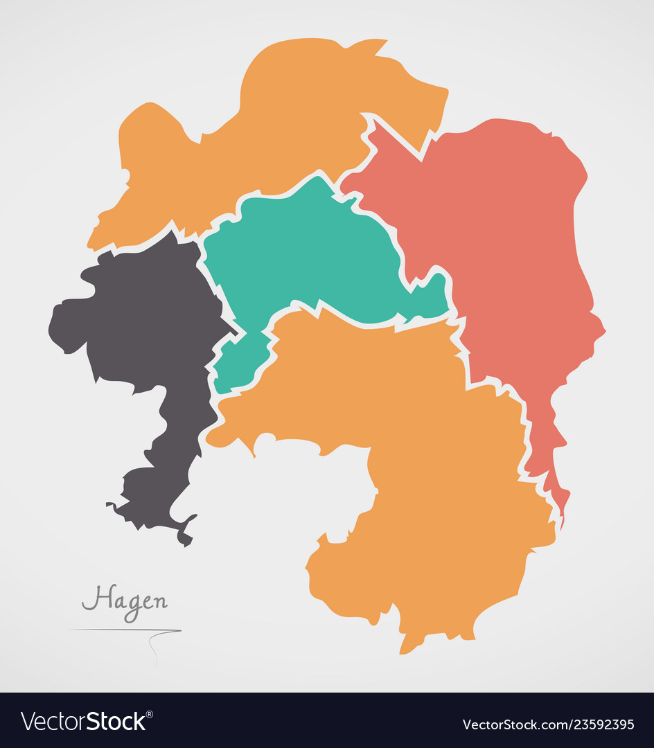 Hagen map with boroughs and modern round shapes Vector Image