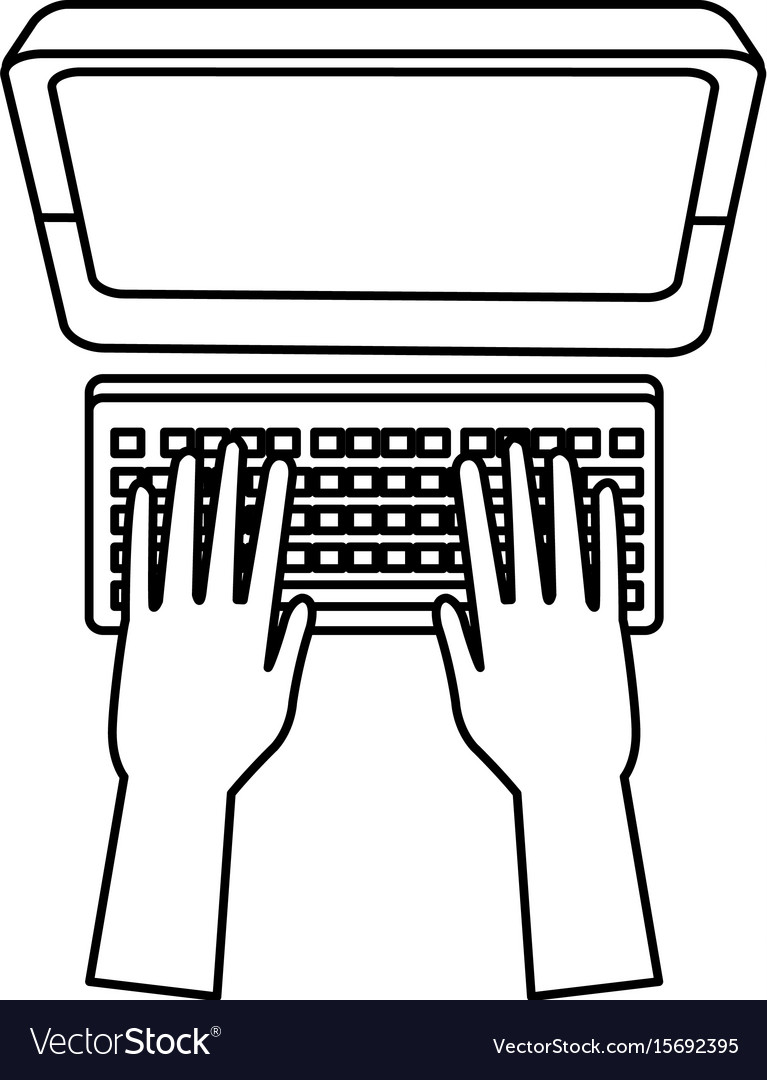 Hand programming work computer keyboard Royalty Free Vector