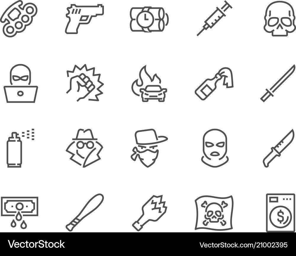 Line crime icons Royalty Free Vector Image - VectorStock
