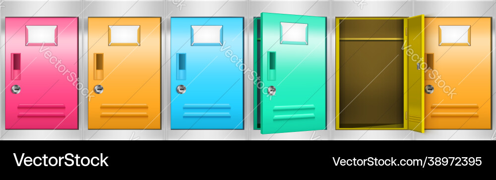 Metal locker cabinet with colored compartments Vector Image