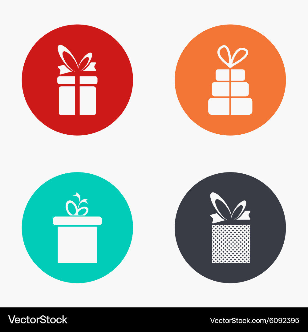 Modern gift colorful icons set Royalty Free Vector Image