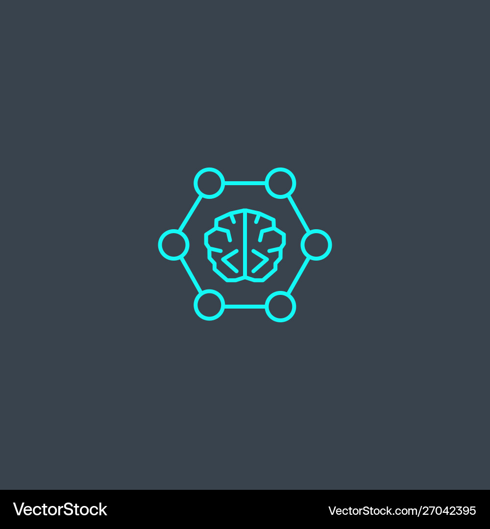 Neural networks concept blue line icon simple Vector Image