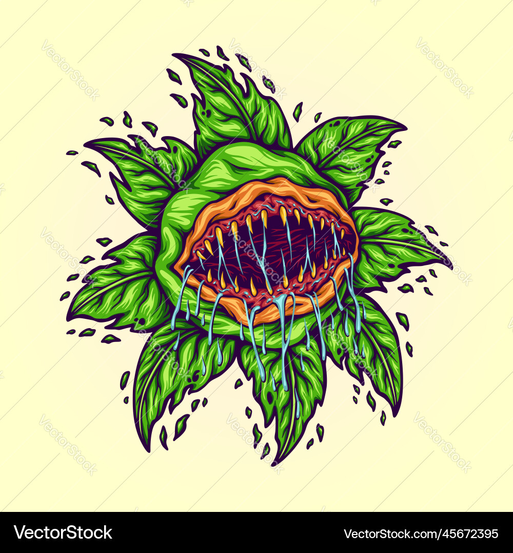 Scary carnivorous zombie plant Royalty Free Vector Image