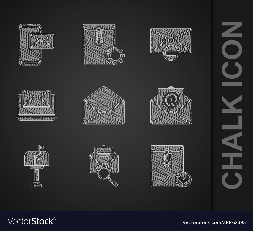 Set envelope with magnifying glass and check Vector Image Set envelope with magnifying glass and check Vector Image
