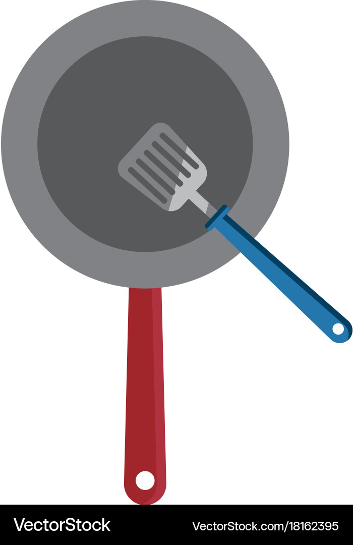 Skillet and turner kitchen utensils Royalty Free Vector