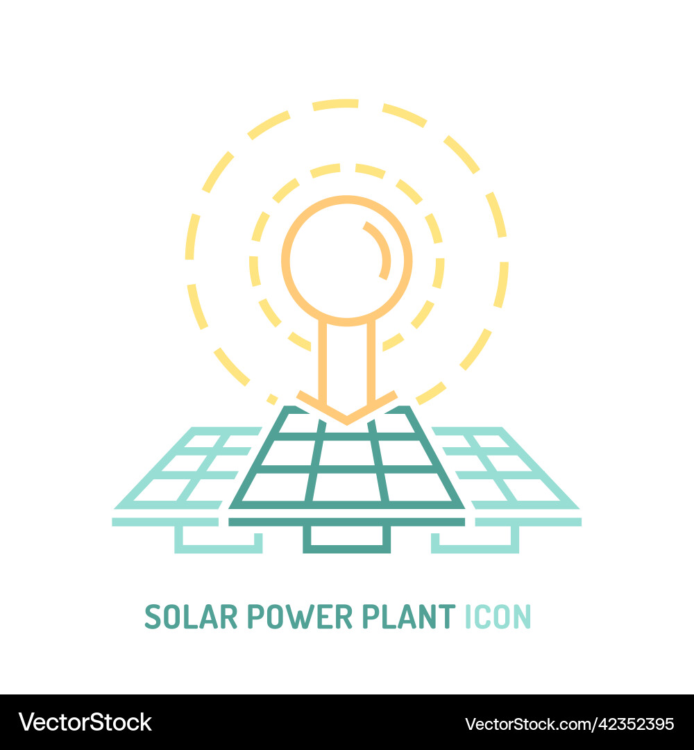 Solar power plant in outline Royalty Free Vector Image