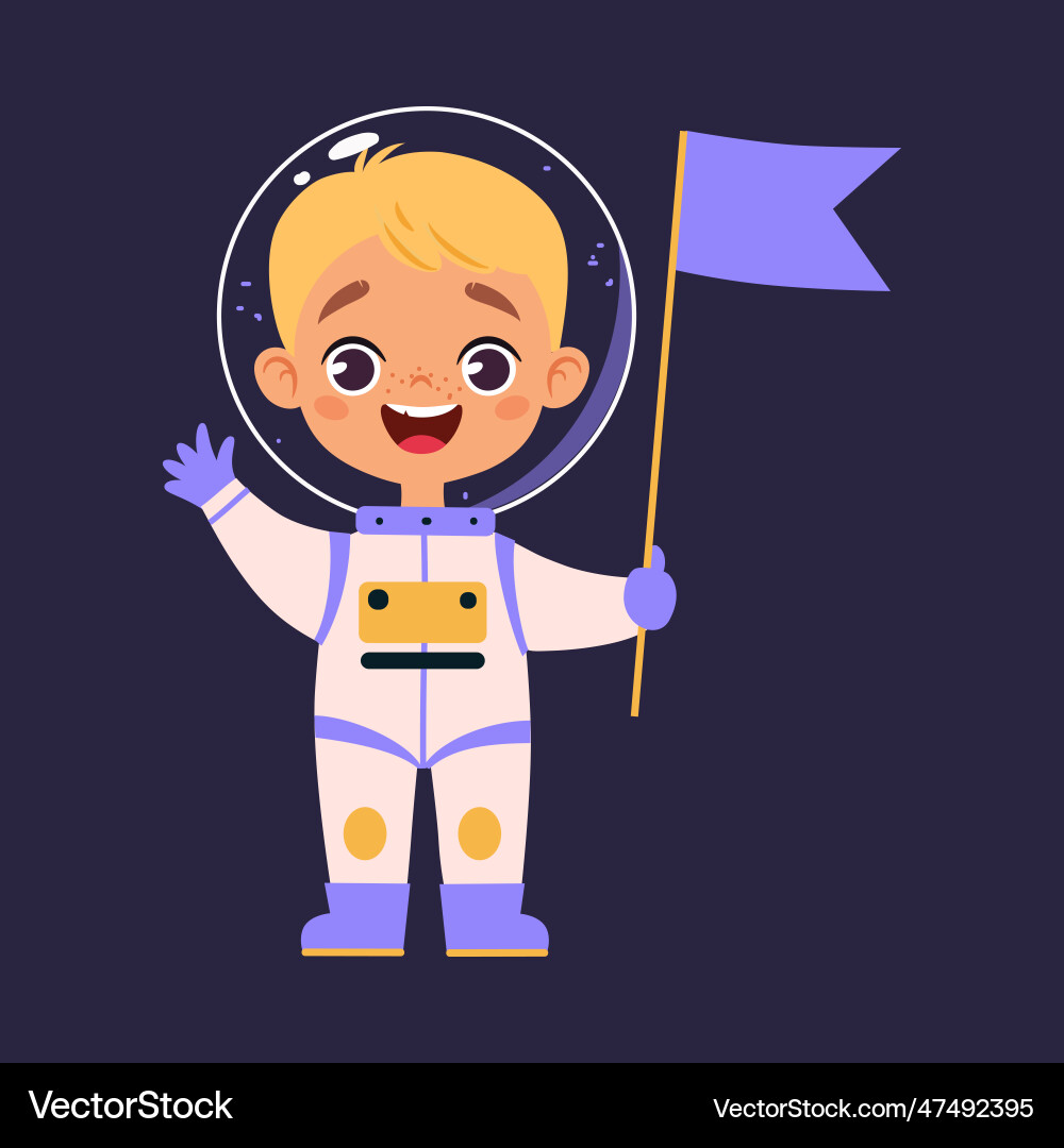 Space adventure with little boy astronaut Vector Image