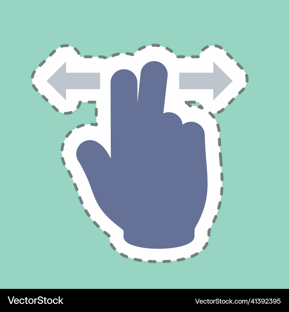 Sticker two fingers horizontal - line cut Vector Image