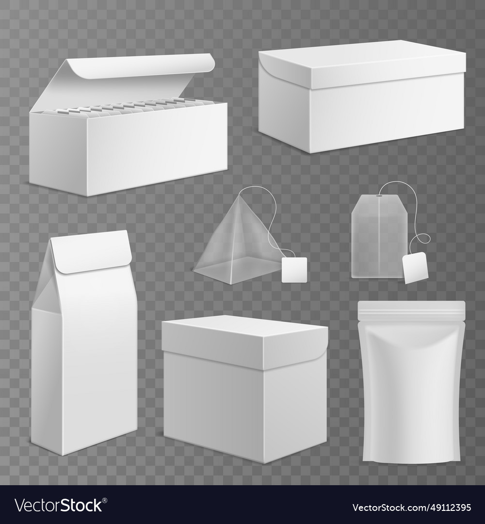 Tea package realistic paper rectangular white Vector Image