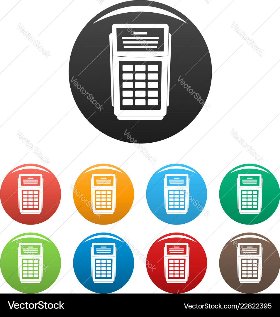 Terminal payment icons set color Royalty Free Vector Image