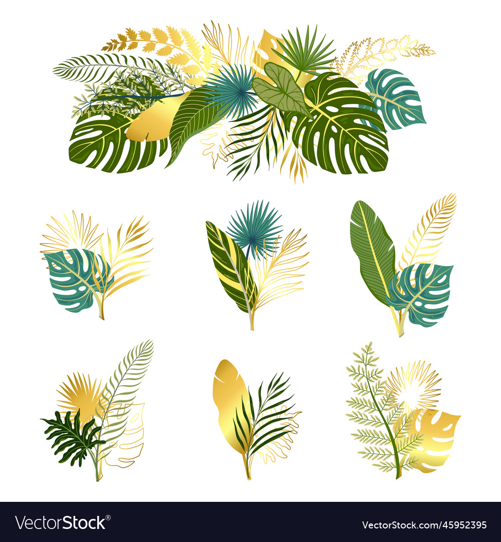 Tropical Leaves Set Royalty Free Vector Image Vectorstock