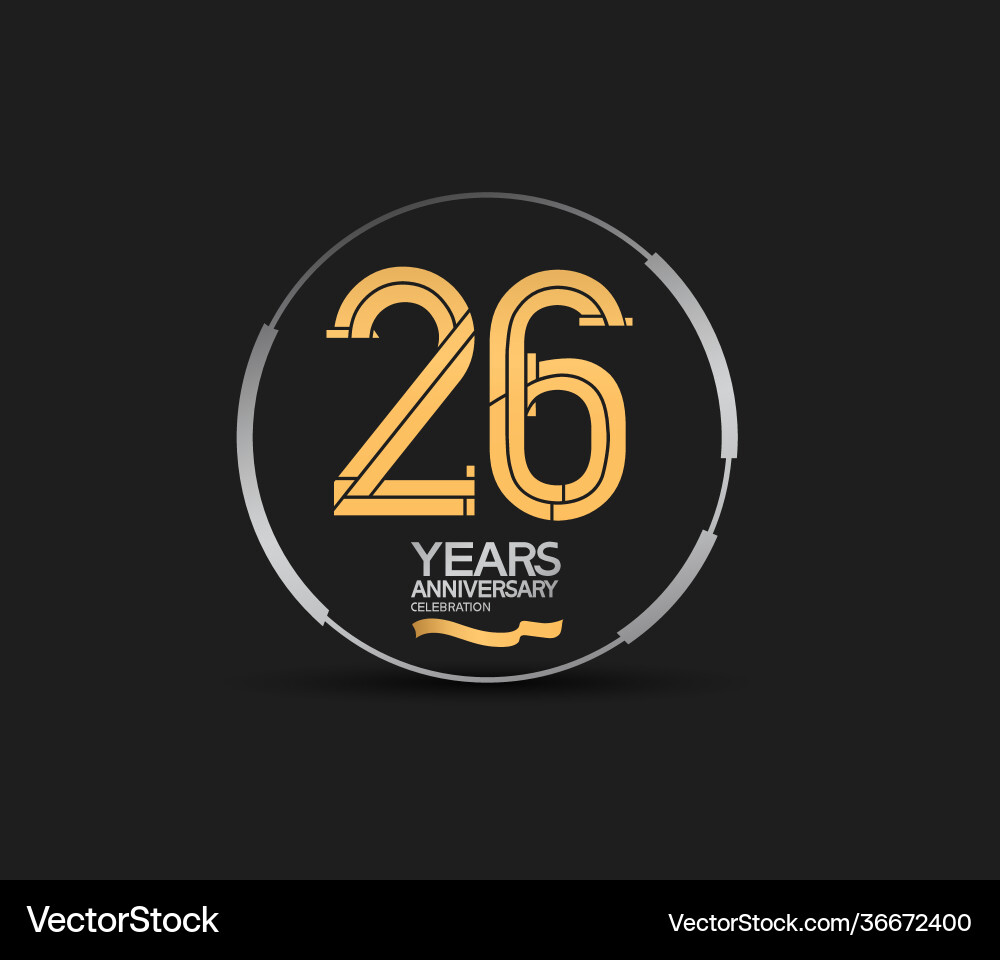 26 years golden anniversary logotype Royalty Free Vector