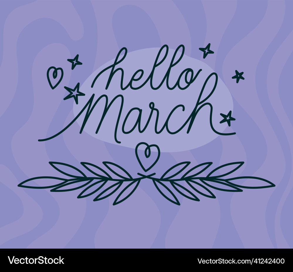 Card of hello march Royalty Free Vector Image - VectorStock