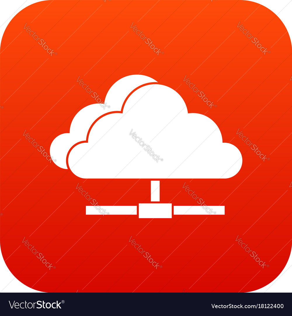 Cloud computing connection icon digital red Vector Image