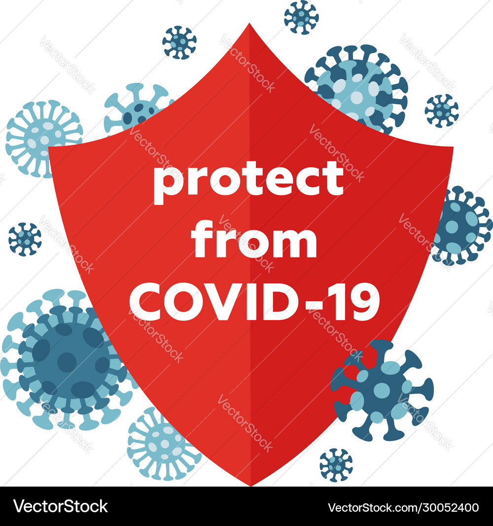 Coronavirus concept covid-19 icon with red shield Vector Image