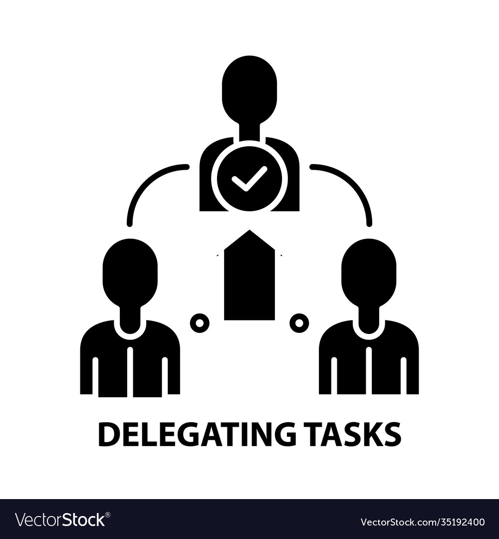 Delegating tasks icon black sign with Royalty Free Vector Delegating tasks icon black sign with Royalty Free Vector