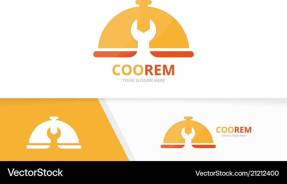 Dish and repair logo combination plate Royalty Free Vector