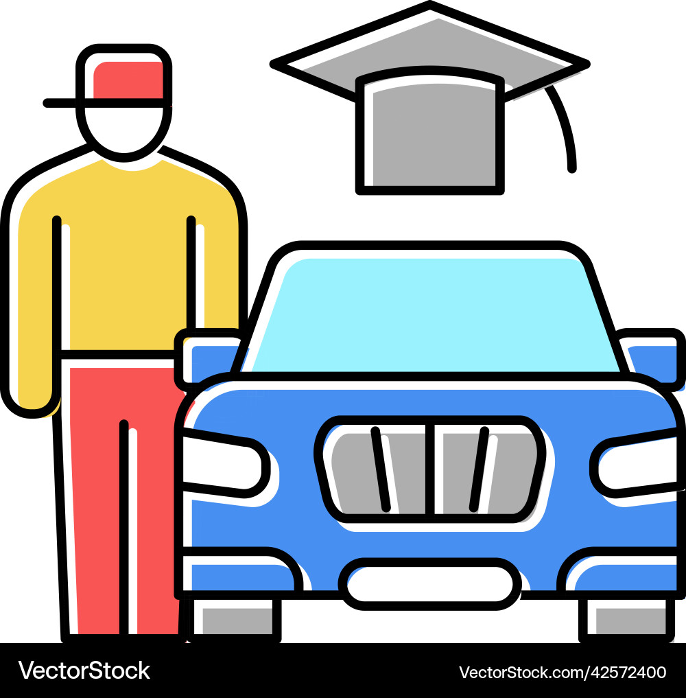 Driving lessons for teens color icon Royalty Free Vector