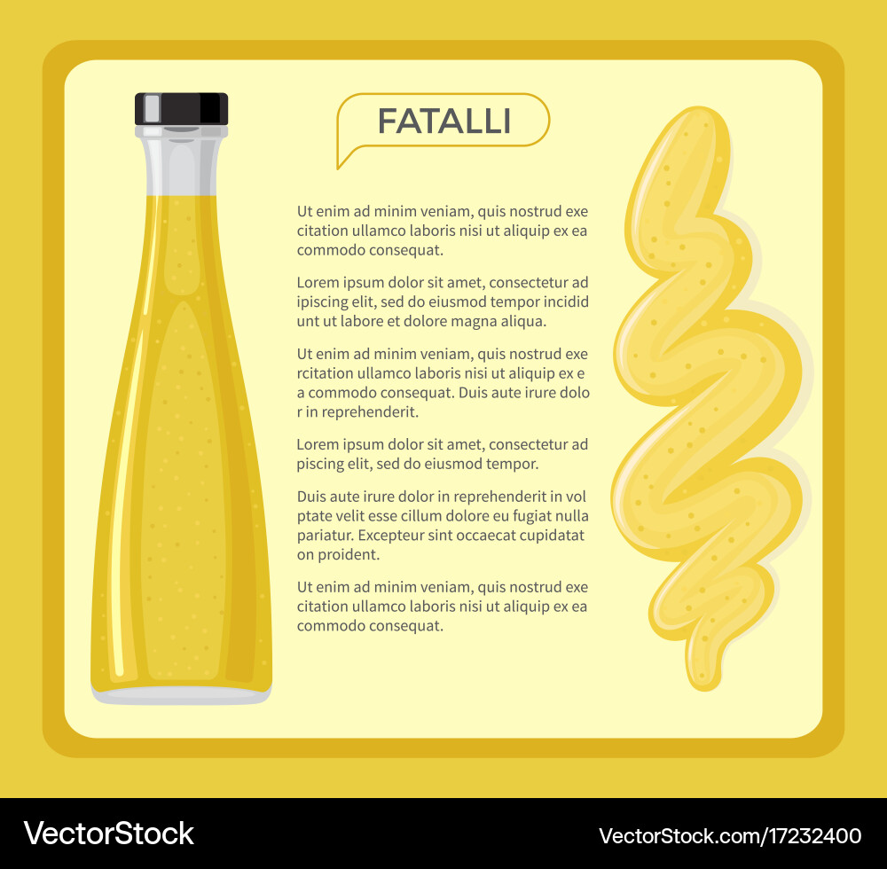 Fatalli sauce framed banner with text Royalty Free Vector