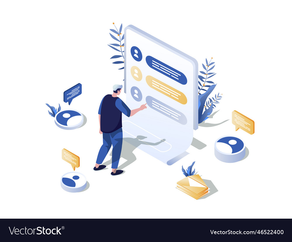 Forum concept 3d isometric web scene Royalty Free Vector