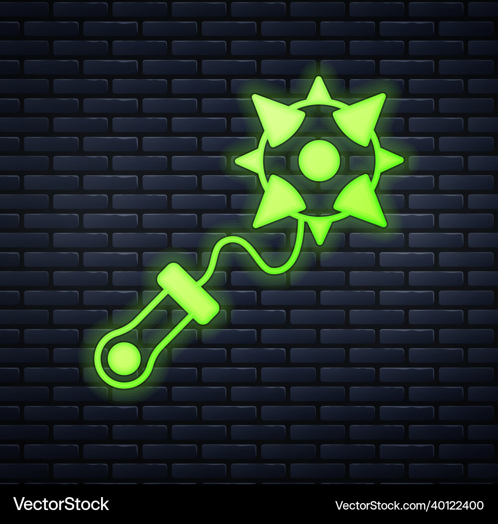 Glowing neon medieval chained mace ball icon Vector Image