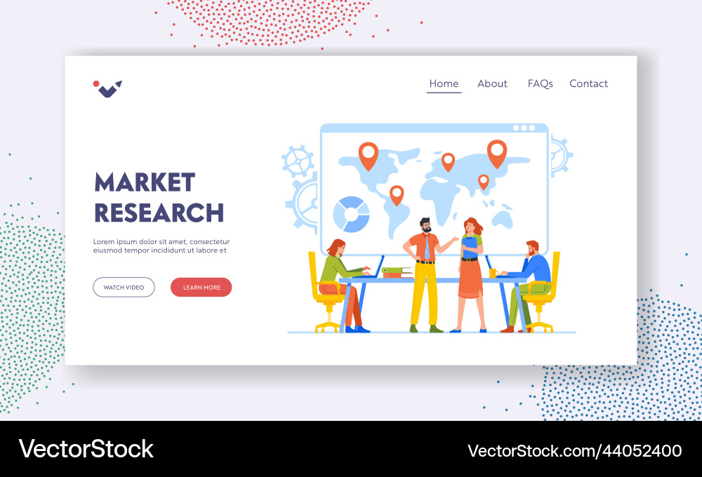 Market research landing page template creative Vector Image