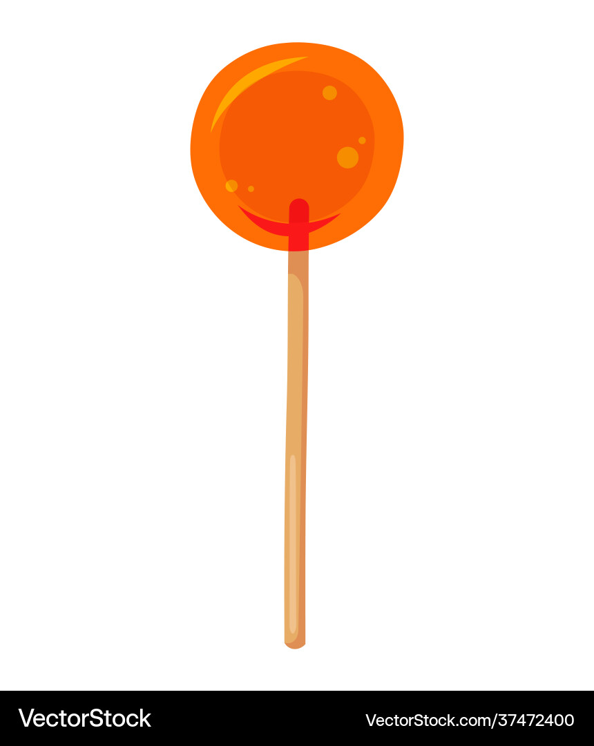 Orange cute round candy on a stick on white Vector Image