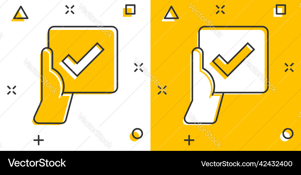 People hand with check mark icon in comic style Vector Image