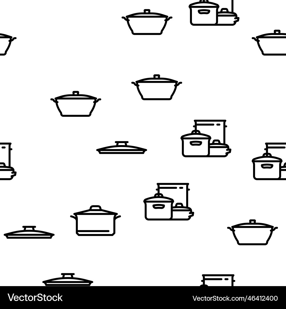Pot kitchen food pan cooking seamless Royalty Free Vector