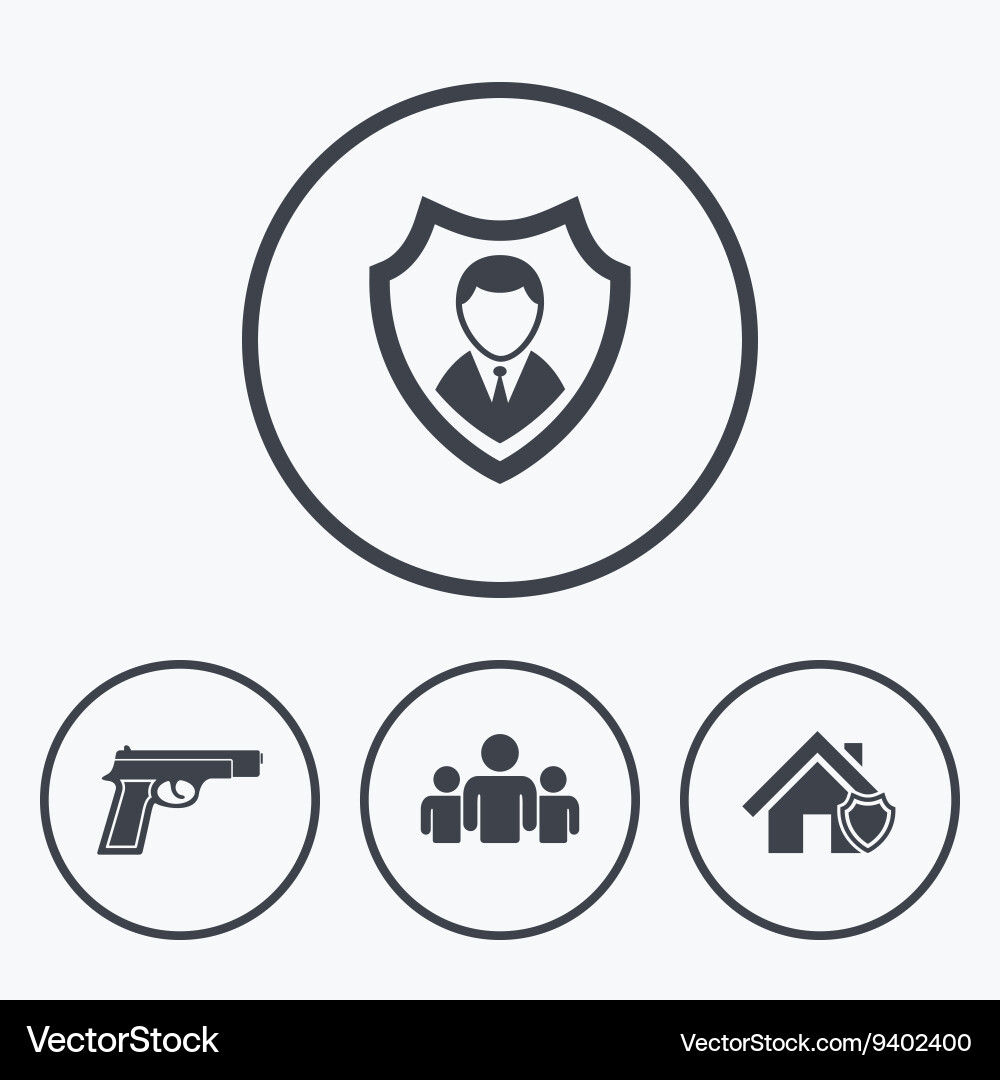 Security agency icons home shield protection Vector Image