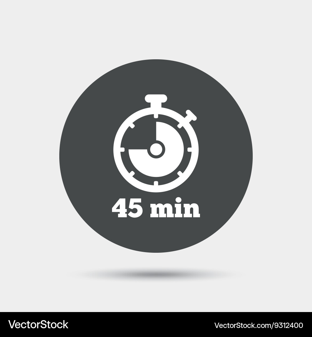 Timer sign icon 45 minutes stopwatch symbol Vector Image