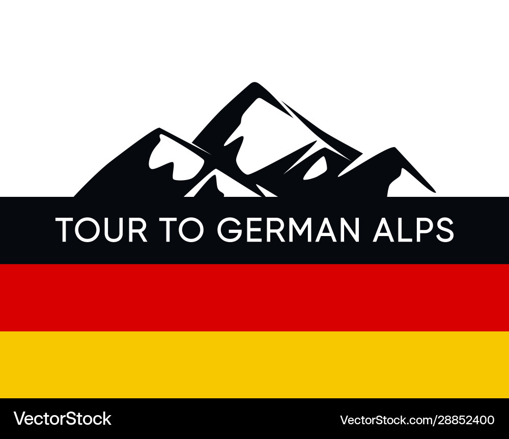 Tour to german alps emblem with caption Royalty Free Vector