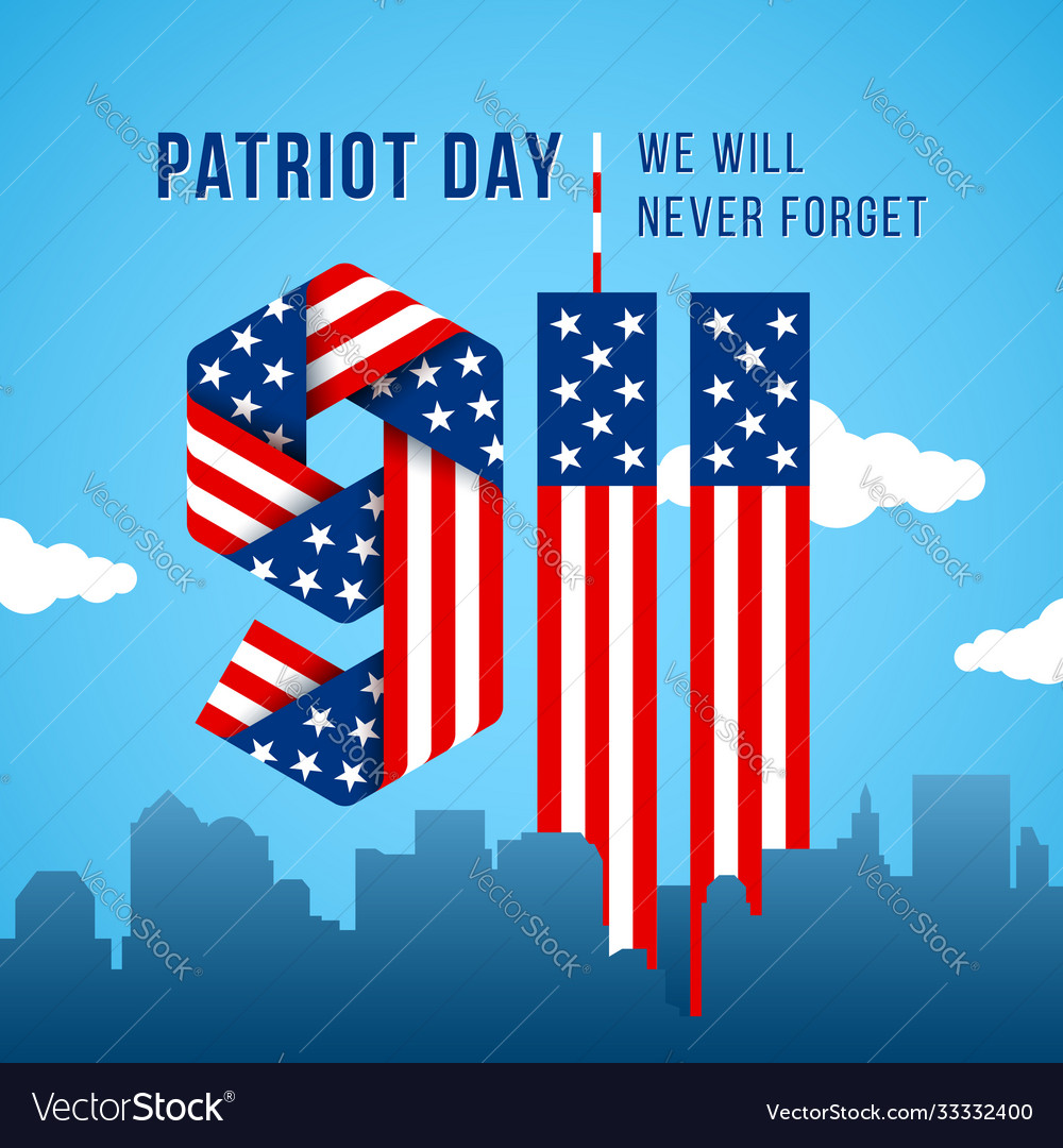 Usa 911 patriot day greeting card digits made Vector Image